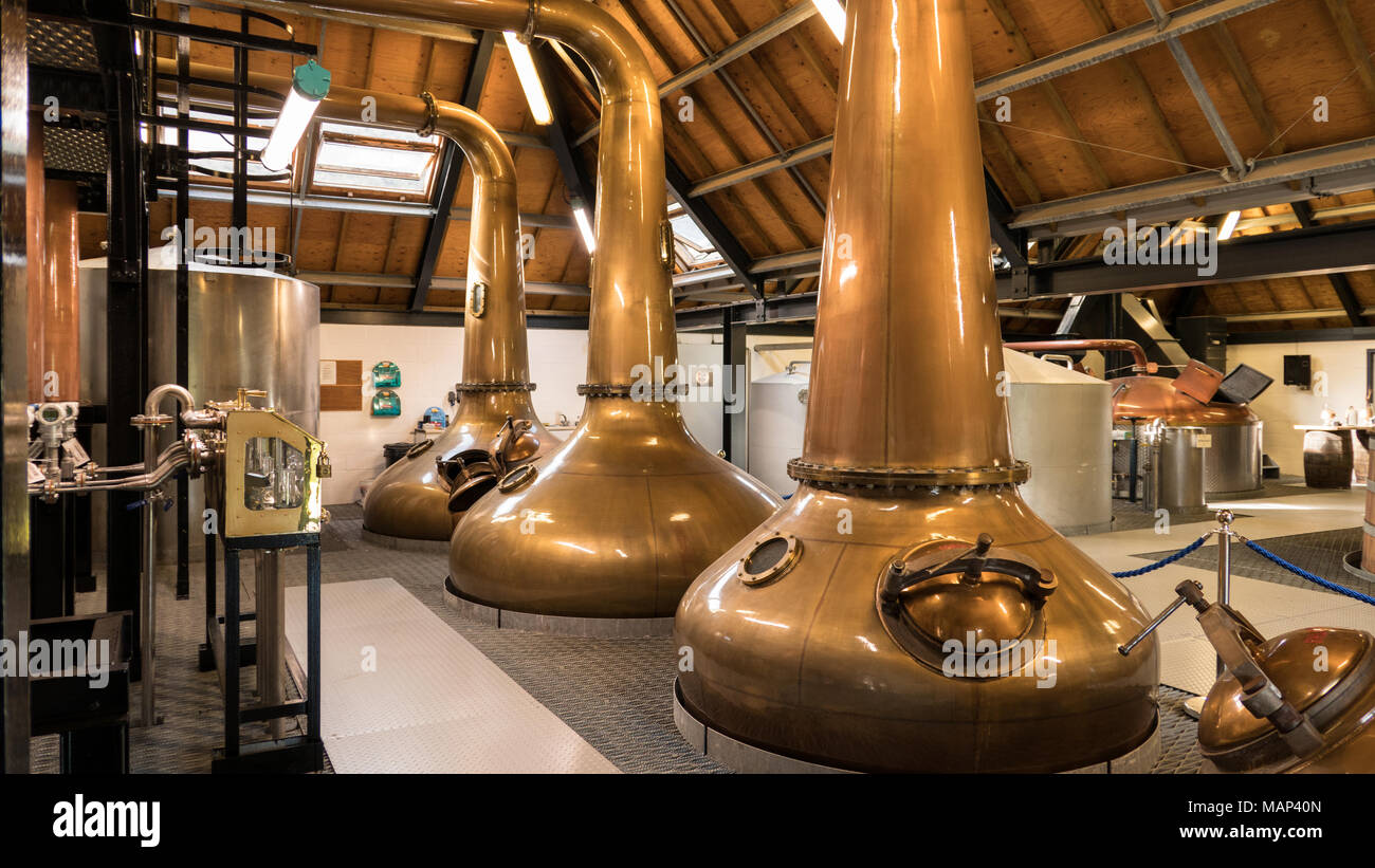 Pot Still's at Arran Distillery, Isle of Arran, Scotland UK Stock Photo ...