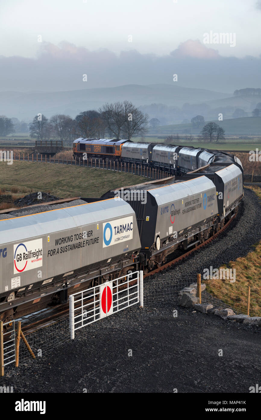 GB Railfreight train at Arcow Quarry, Helwith Bridge, Yorkshire hauled ...