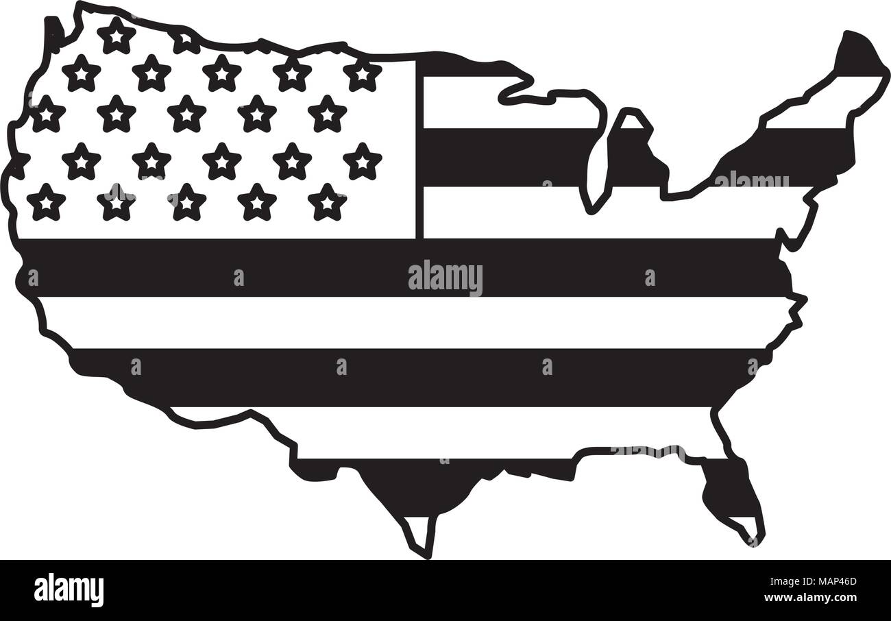 american flag on map country geographic vector illustration Stock ...