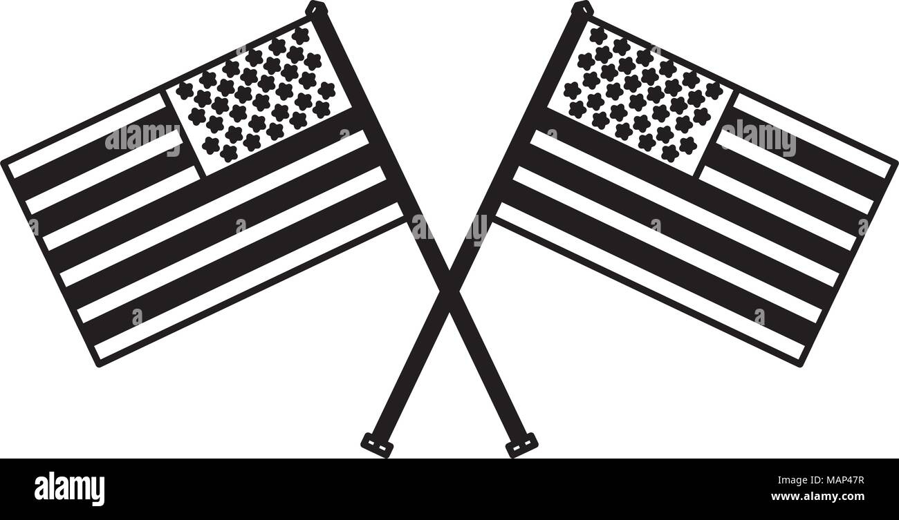 american flag crossed patriotic symbol vector illustration Stock Vector ...