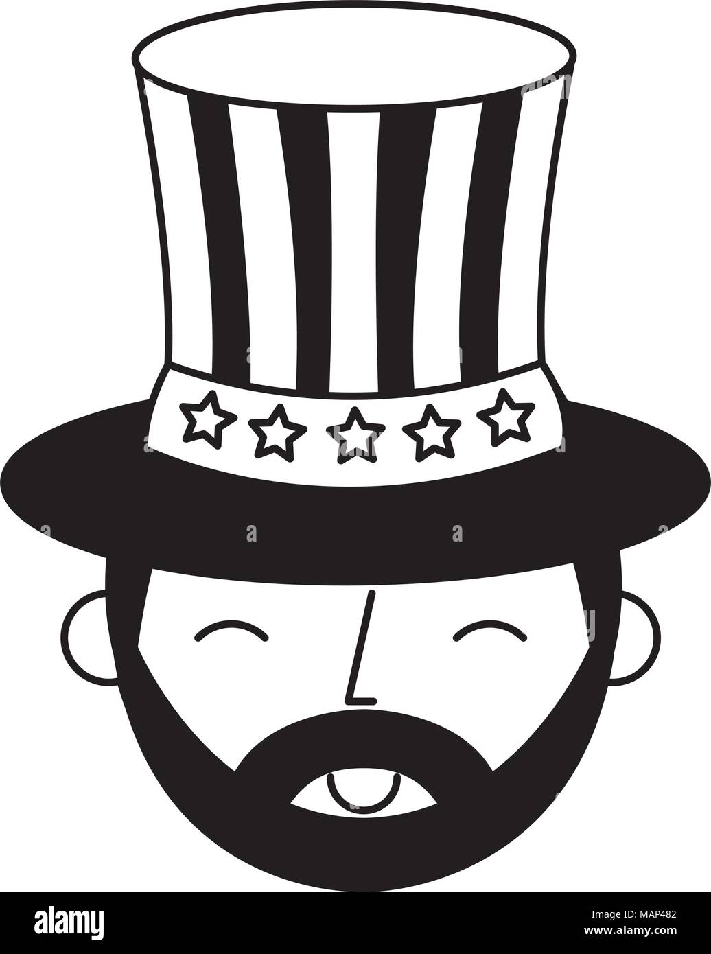 man character face with american flag on top hat vector illustration ...