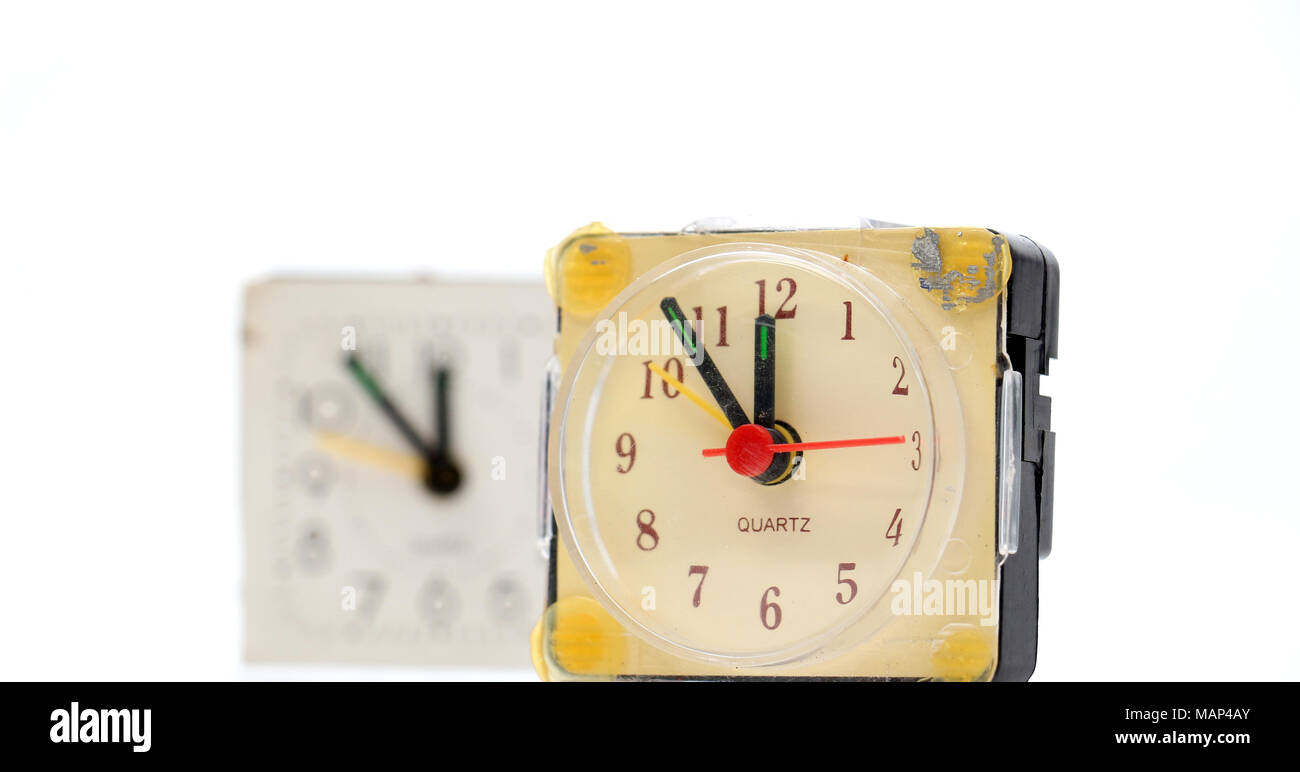 picture of a keys in front of vintage alarm clock Stock Photo - Alamy