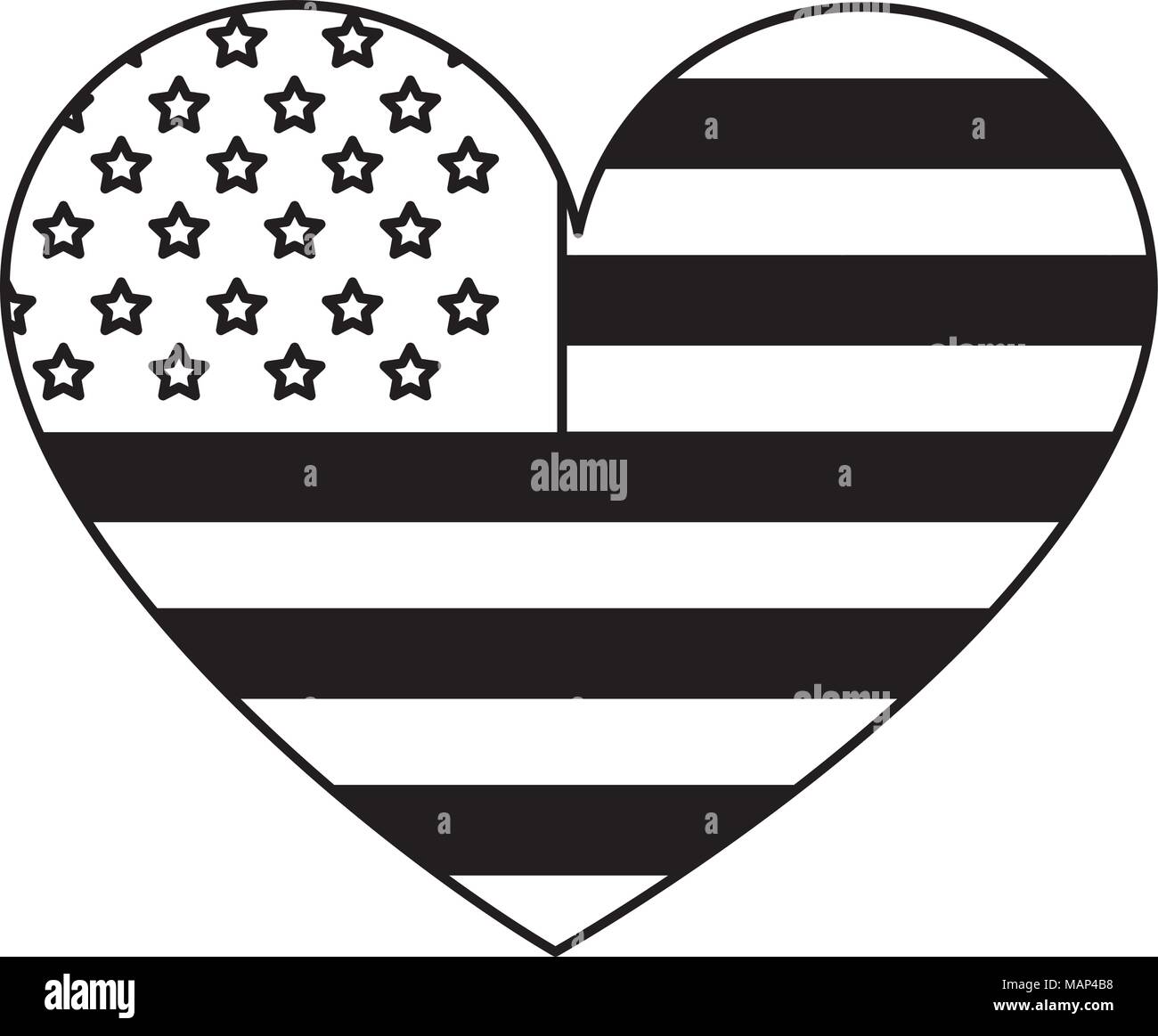 american flag shaped heart patriotic vector illustration Stock Vector ...