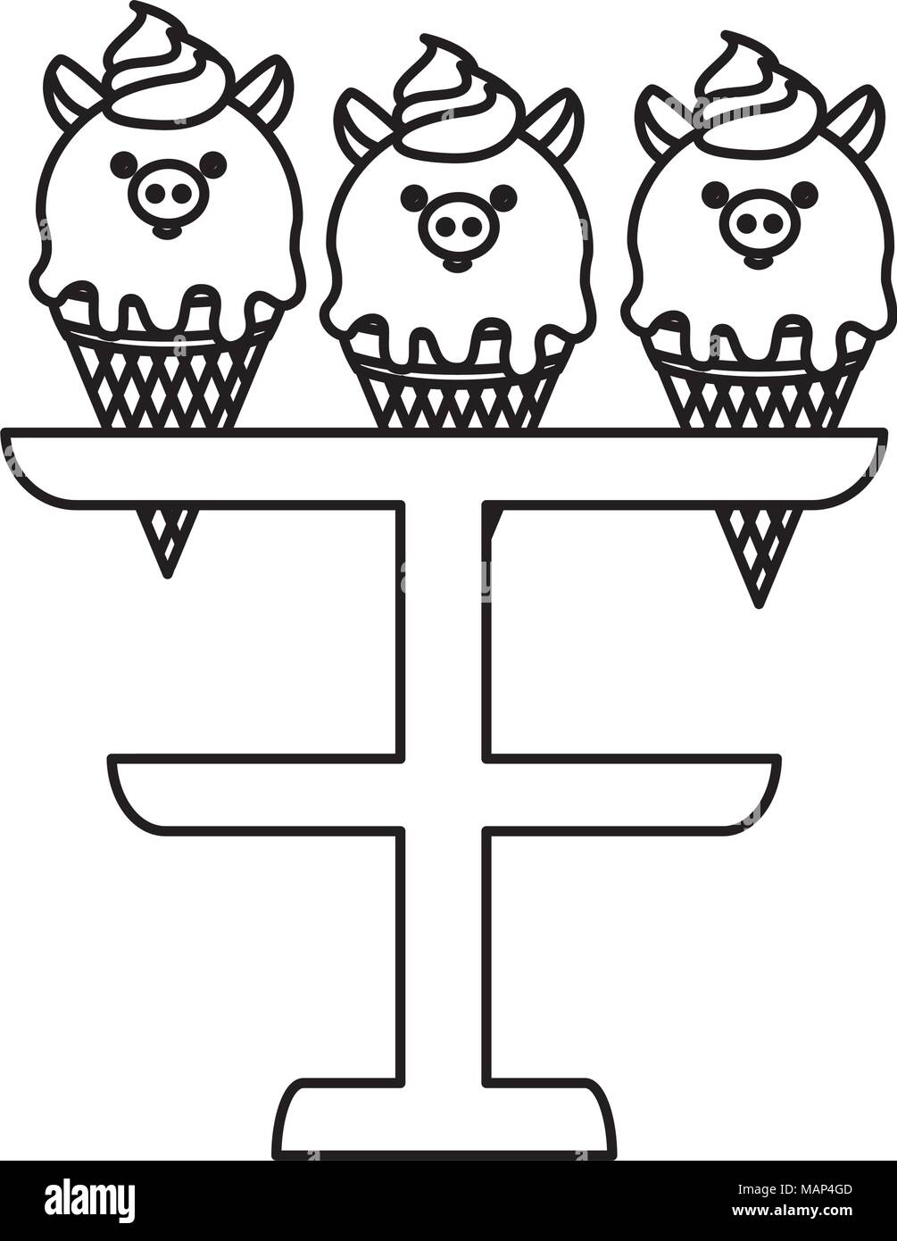 ice cream faces piggy on stand sweet vector illustration Stock Vector ...