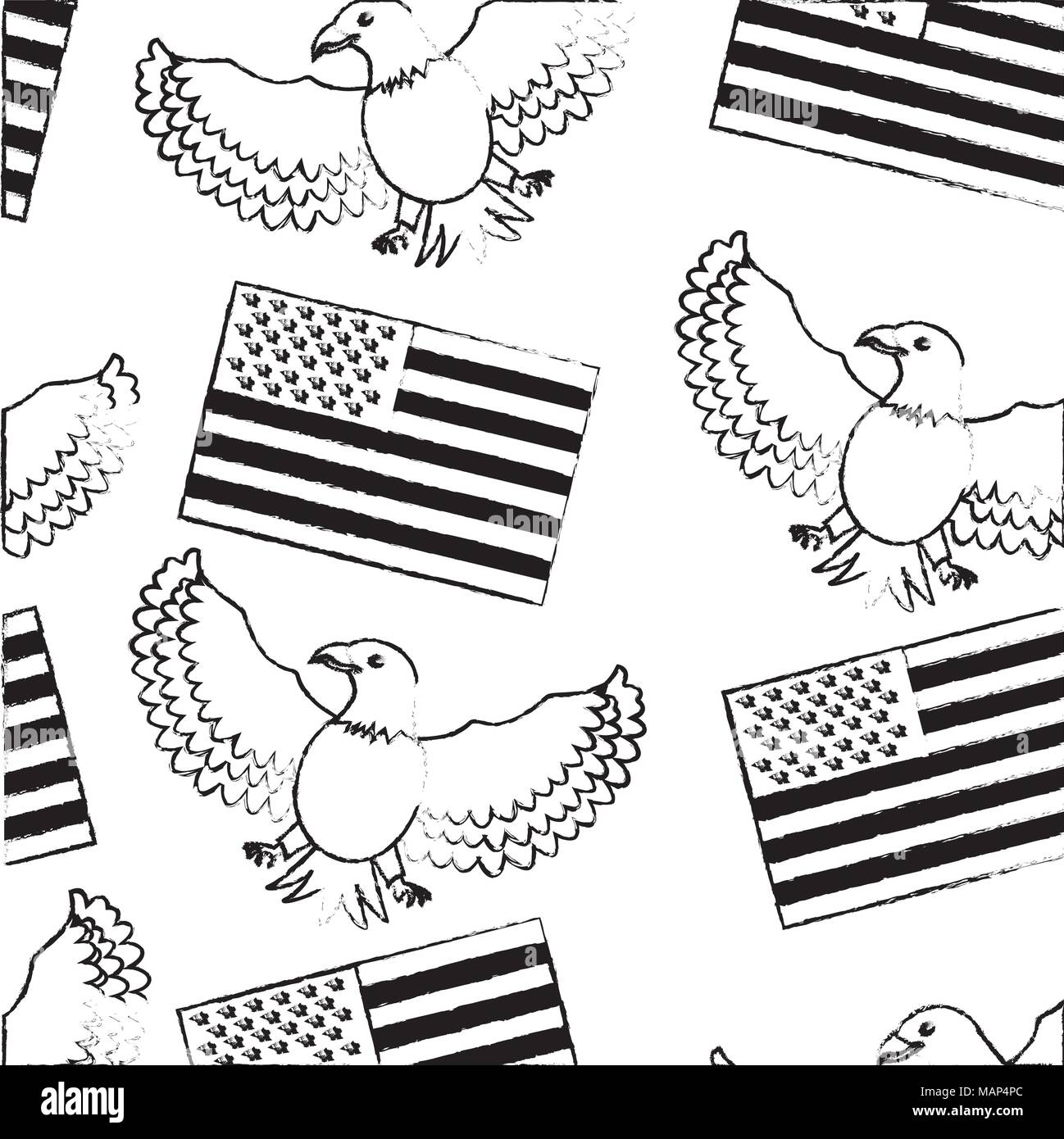 american flag and eagle bird background vector illustration Stock ...
