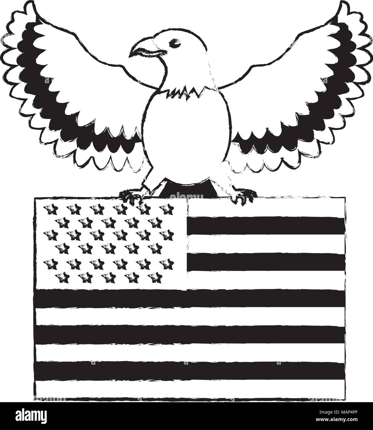 american eagle holding flag emblem national vector illustration Stock ...