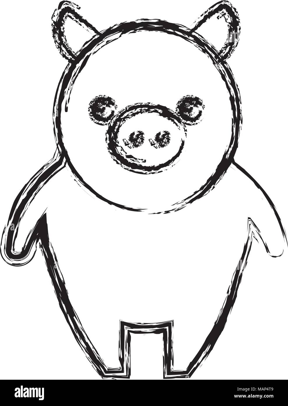 standing piggy cute farm animal vector illustration Stock Vector Image ...