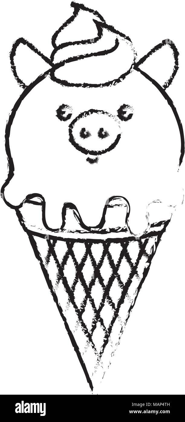 ice crean with piggy face cool vector illustration Stock Vector Image ...