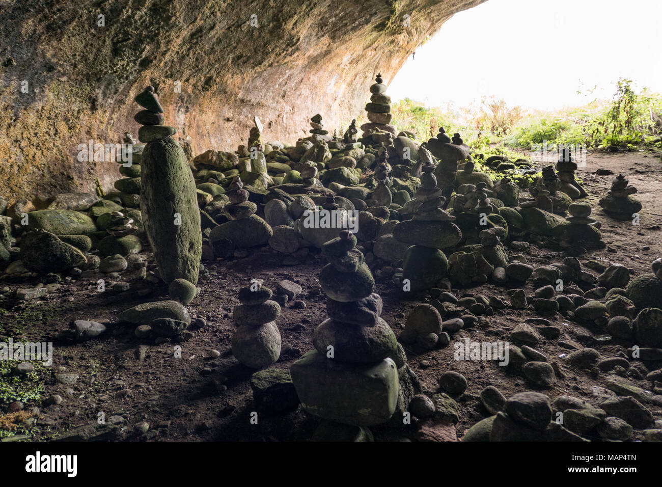 Stacked stones within The Kings Caves on the Isle of Arran, Scotland ...