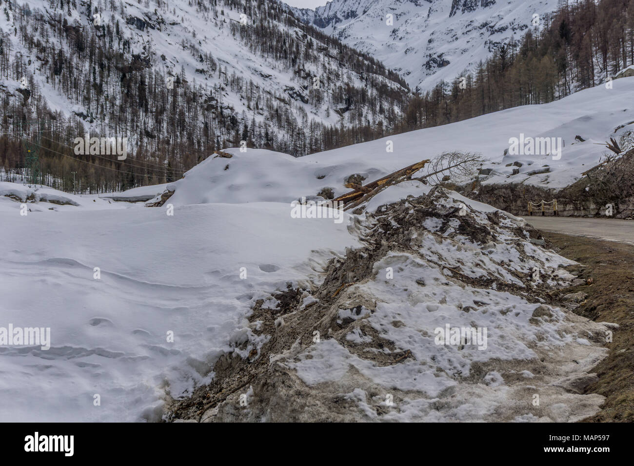 snow avalanche in the mountains Stock Photo - Alamy