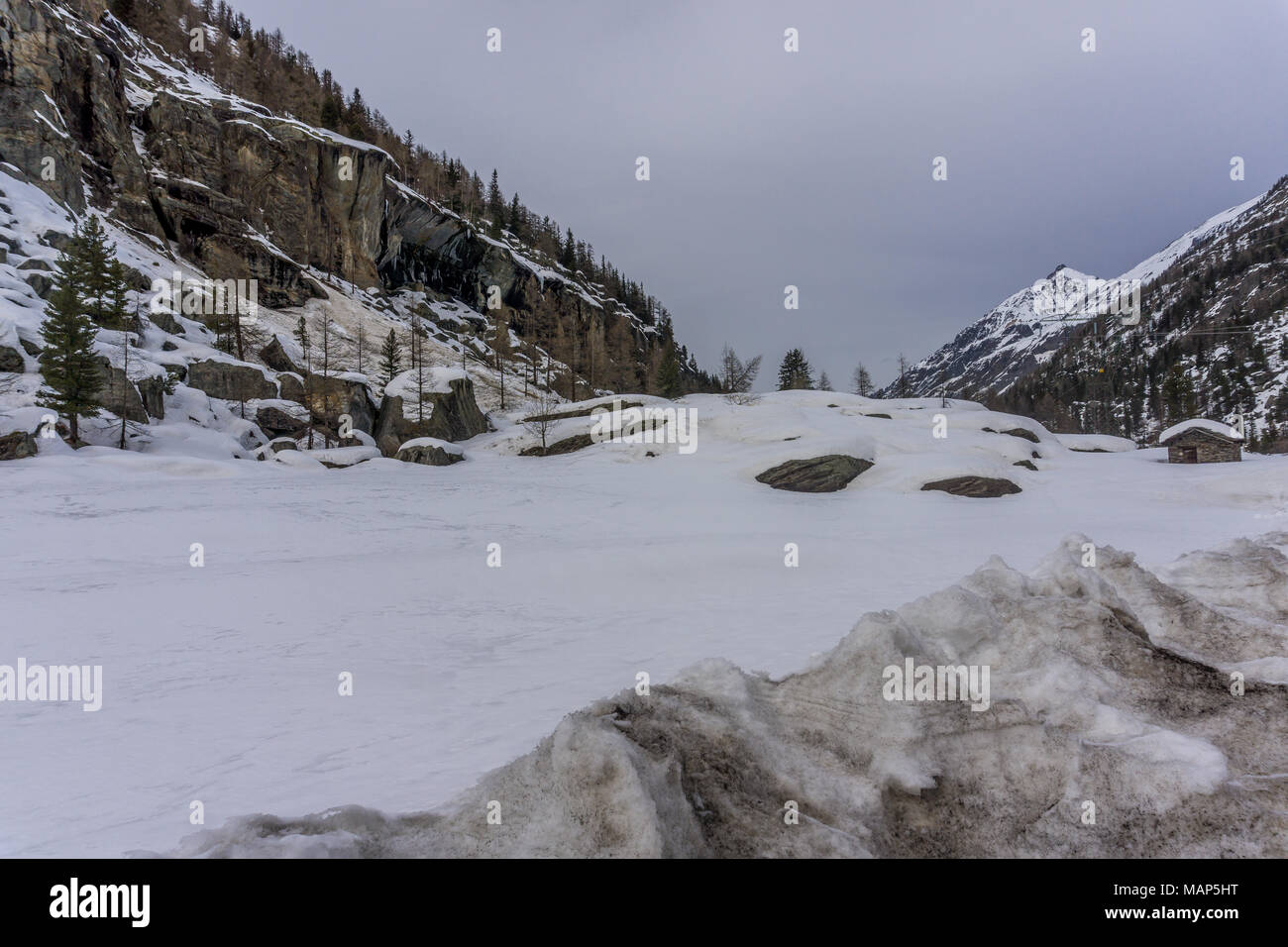 spring in the mountains with lots of snow Stock Photo - Alamy