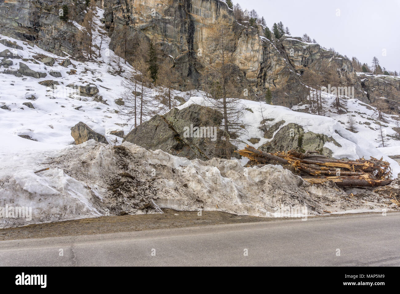 snow avalanche in the mountains Stock Photo - Alamy