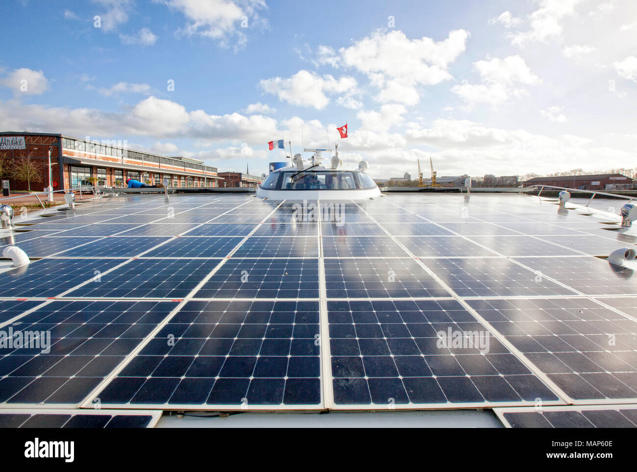 Trip on the Seine river with the Planet Solar yacht between Rouen and ...