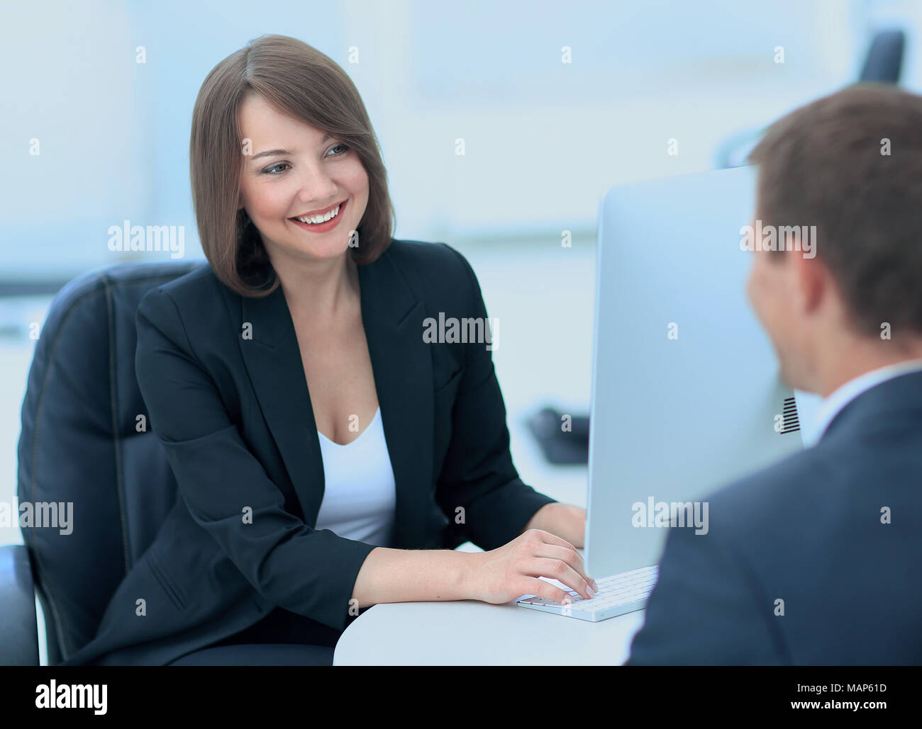 Successful job interview with boss Stock Photo - Alamy