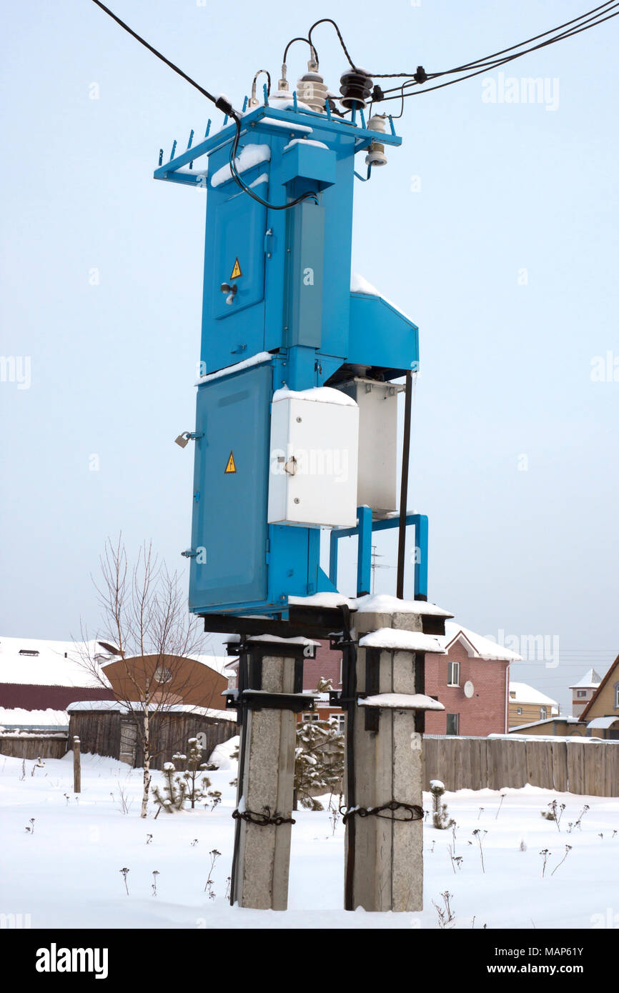 Transformer substation installed on the outskirts of the village Stock ...