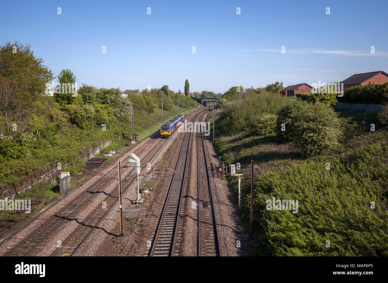 2 Arriva Northern rail class 142 pacer trains at Farington Junction ...