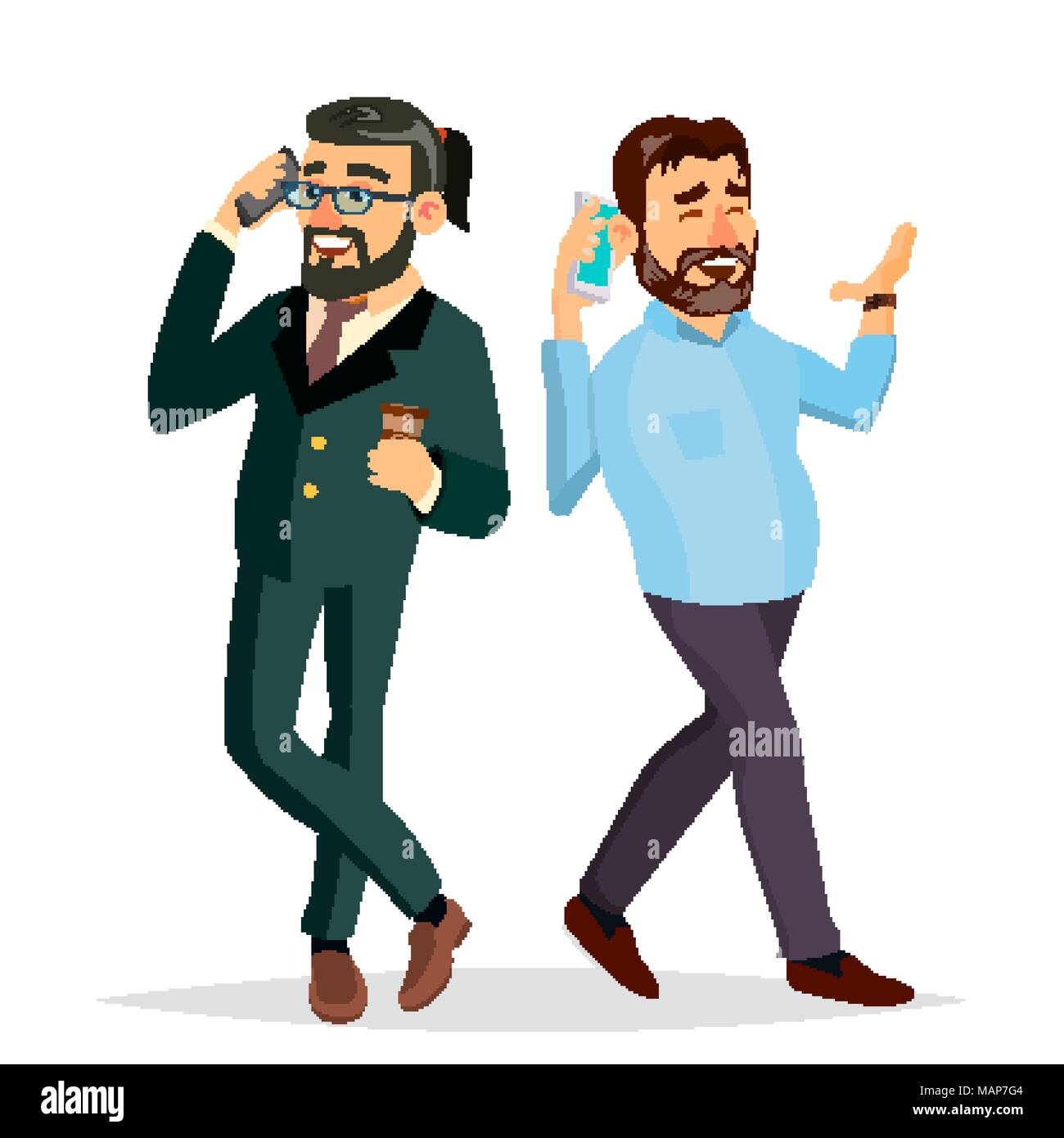 Business Men Talking To Each Other On The Phone Vector Office Friends