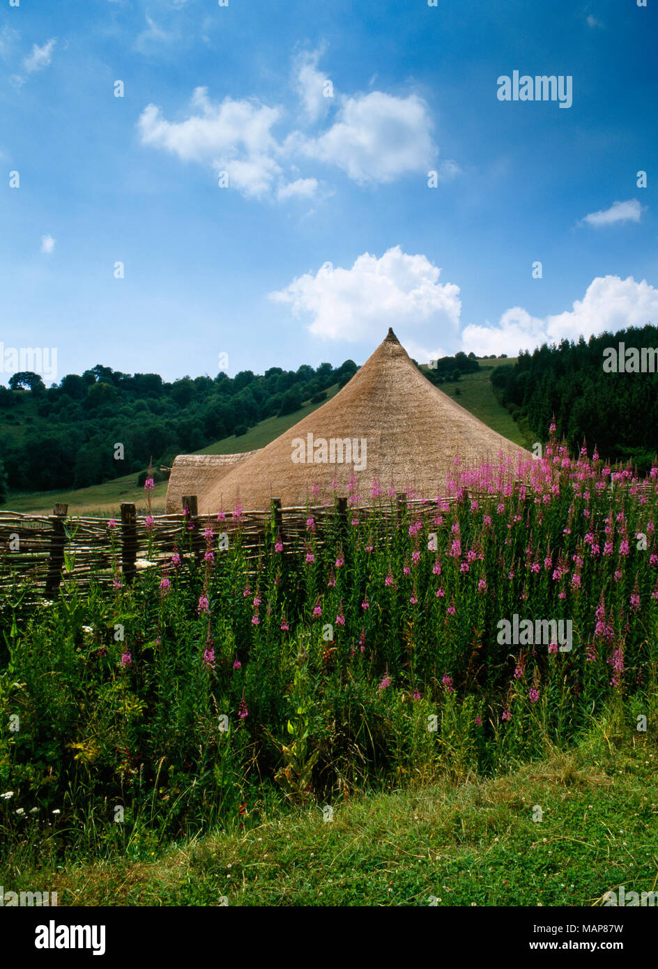 Newly-thatched roof & porch of the Great Roundhouse (dismantled 2006 ...