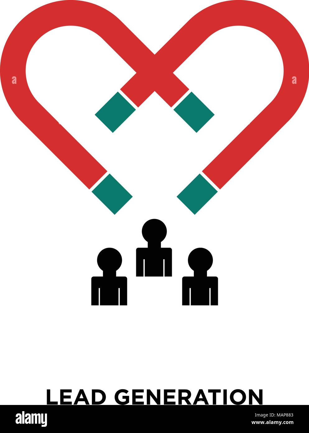 lead generation icon on white background, in red, vector icon ...