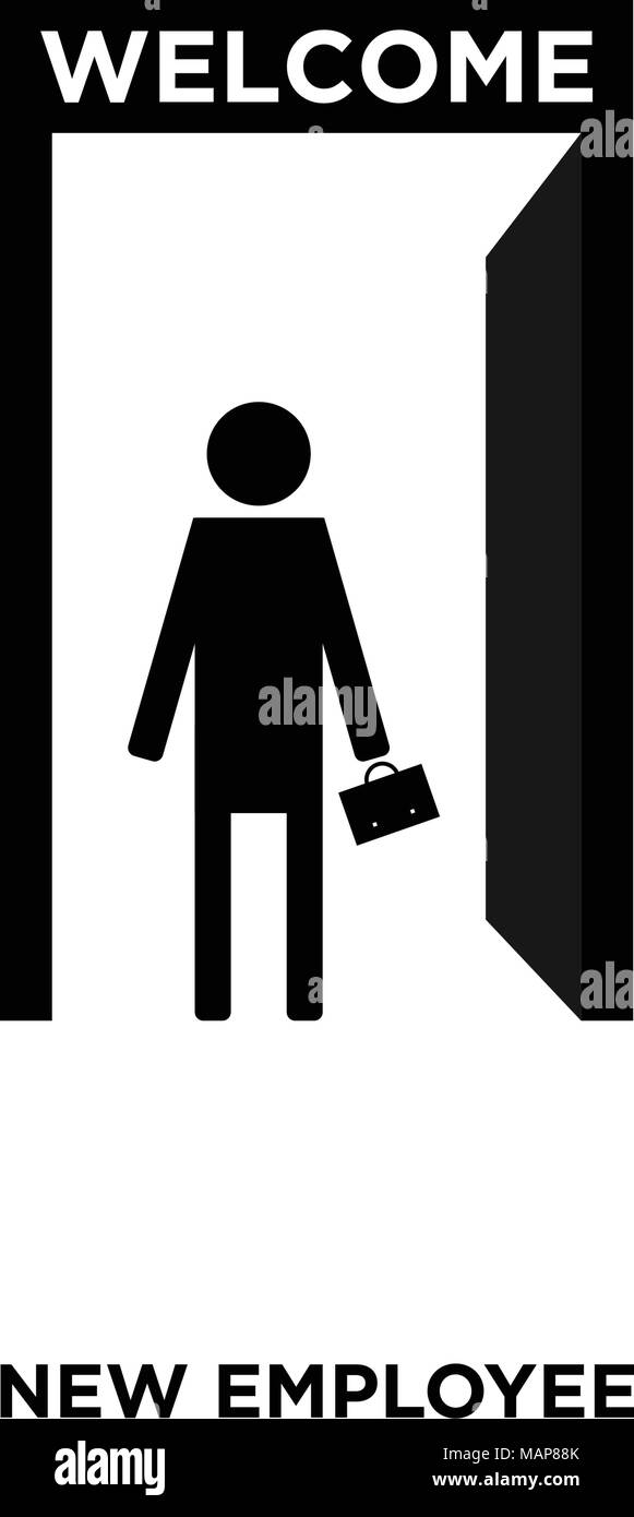 new employee icon on white background, in black, vector icon ...
