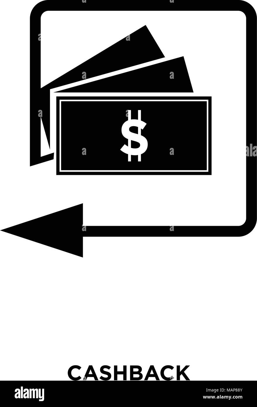 cashback icon on white background, in black, vector icon illustration ...