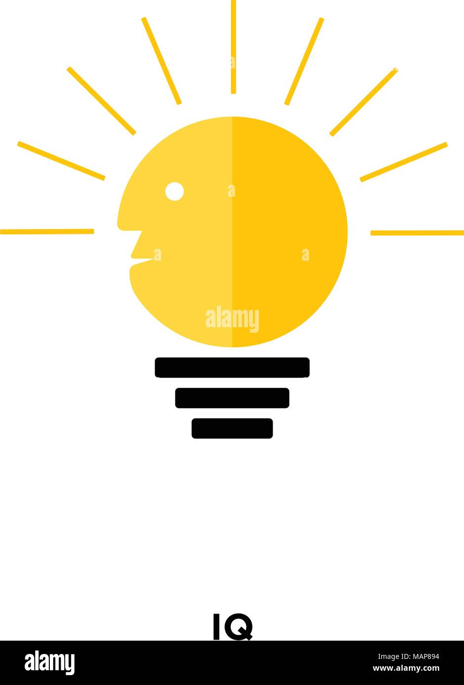 IQ icon on white background, in yellow, vector icon illustration Stock ...