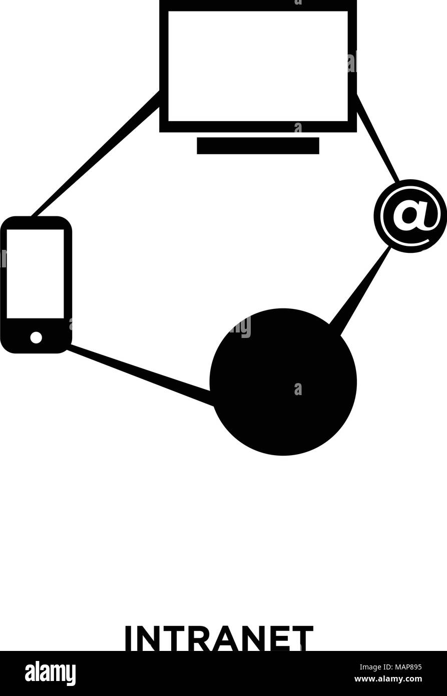 intranet icon on white background, in black, vector icon illustratio ...