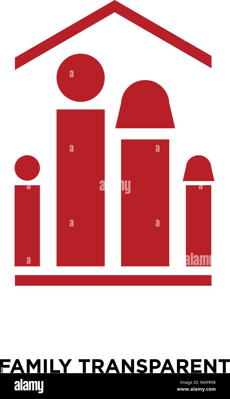 family transparent icon on white background, in red, vector icon ...