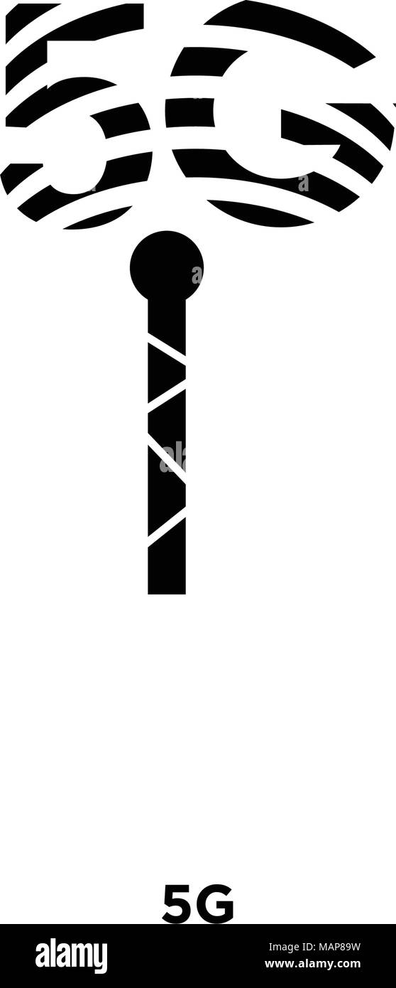 5g icon on white background, in black, vector icon illustration Stock ...