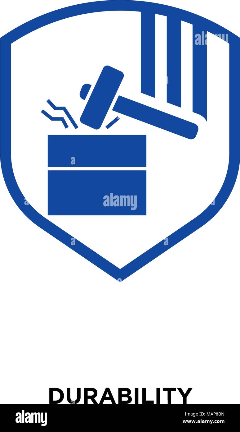 durability icon on white background, in blue, vector icon illustration ...