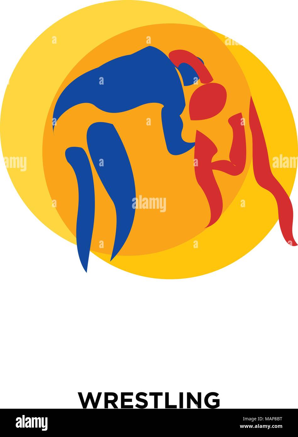 wrestling icon on white background, in orange, vector icon illustration ...