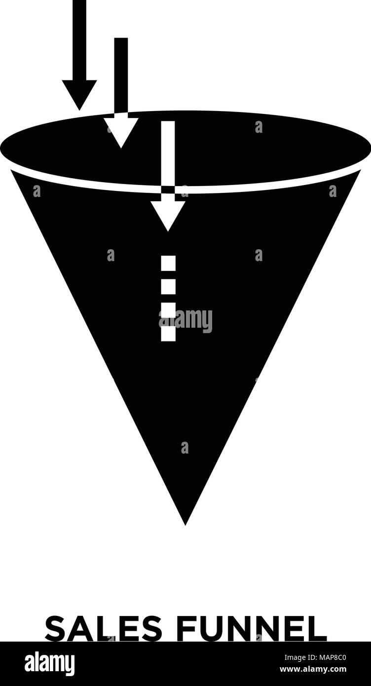 sales funnel icon on white background, in black, vector icon ...