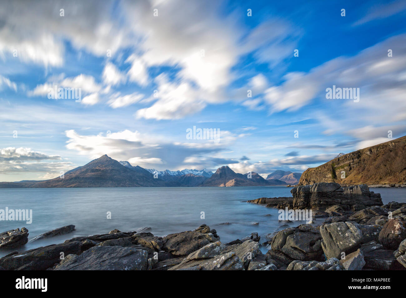 Elgol Beach and Black Cuillin hills on Isle of Skye, Scotland, UK in ...