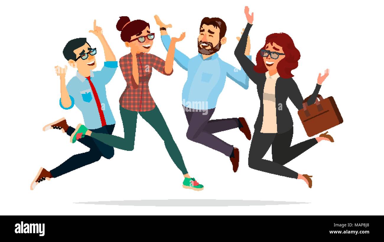 Business People Jumping Vector. Celebrating Victory Concept. Attainment ...
