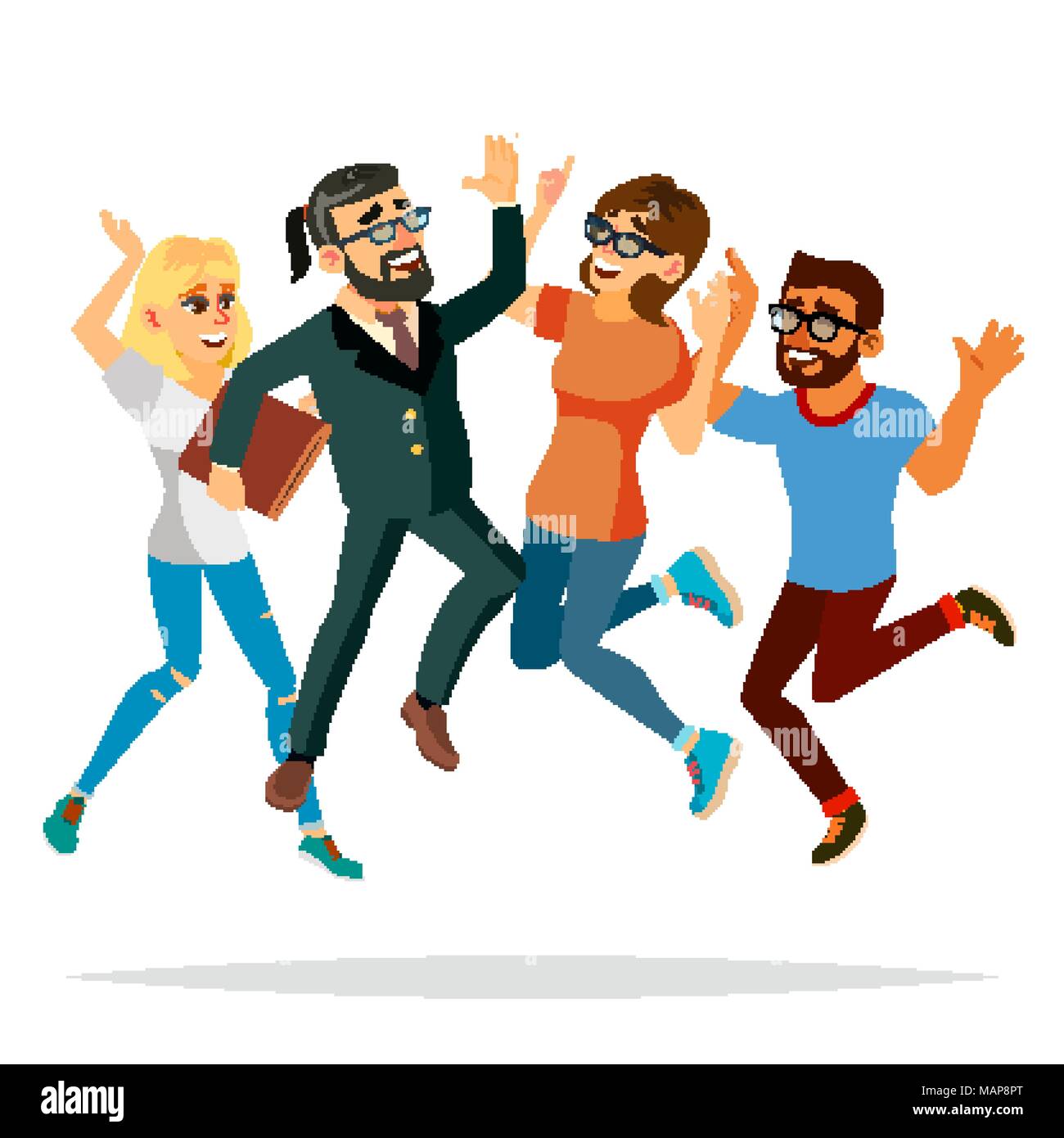 Happy Cartoon People Jumping