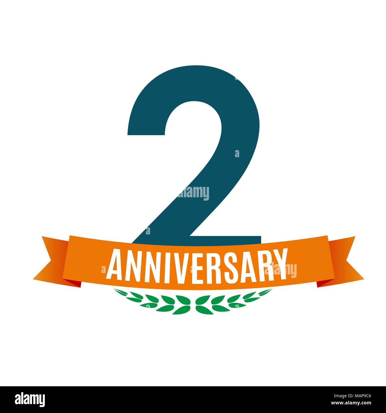 Template 2 Years Anniversary Background with Ribbon Vector Illustration ...