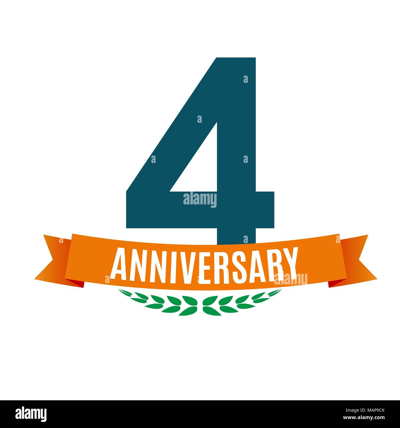 Template 4 Years Anniversary Background with Ribbon Vector Illustration ...