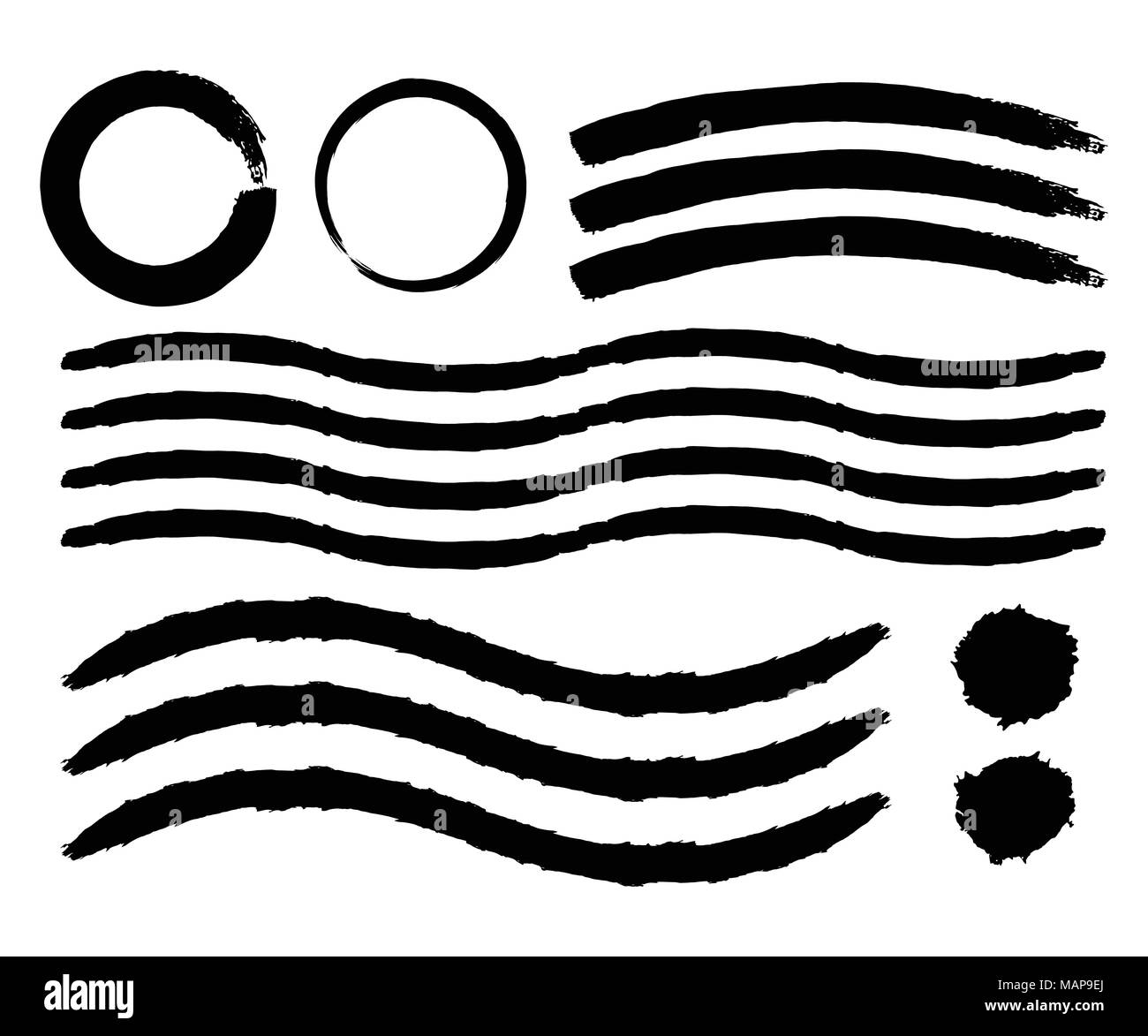 Set of Hand Painted Brush Strokes. Watercolor Brush Strokes. Vector ...