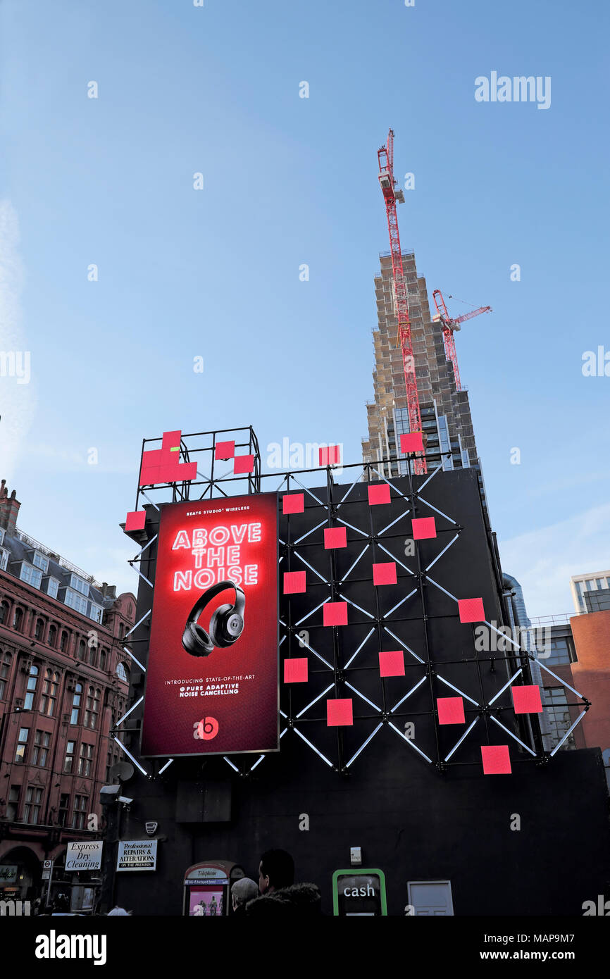 Old Street Roundabout electronic advertisement billboard on the corner ...