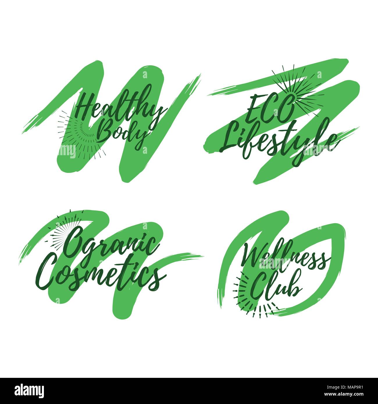 Set of Wellness club, Spa center and Sport salon label. Healthy ...