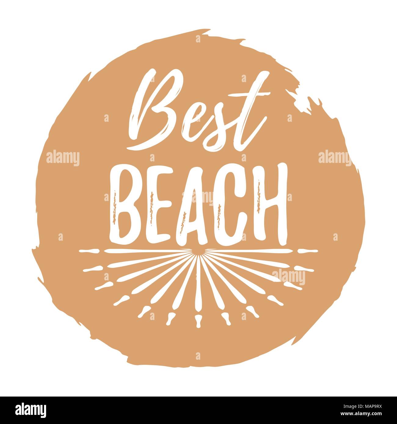 Best Beach label. Font with Brush. Summer and Beach badges. Vector ...