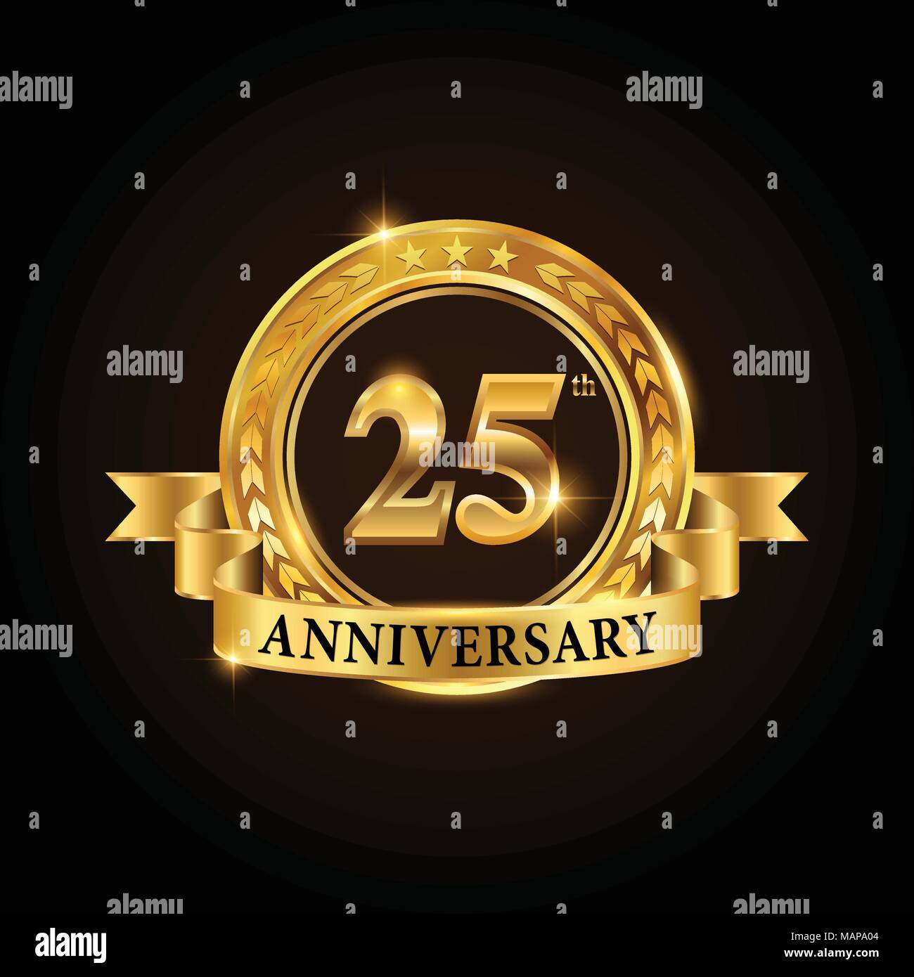 25 years anniversary celebration logotype. Golden anniversary emblem ...