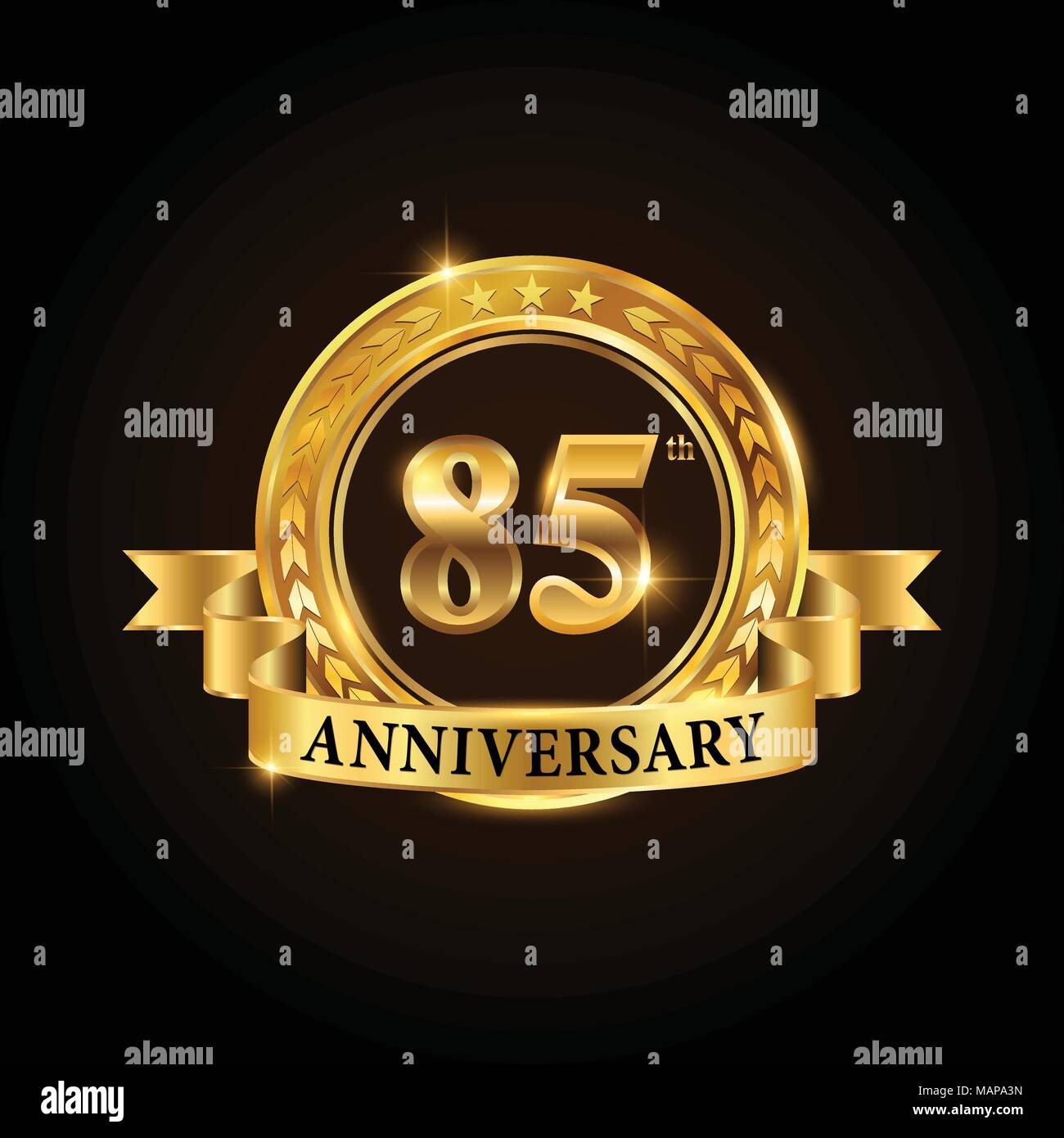 85 years anniversary celebration logotype. Golden anniversary emblem ...