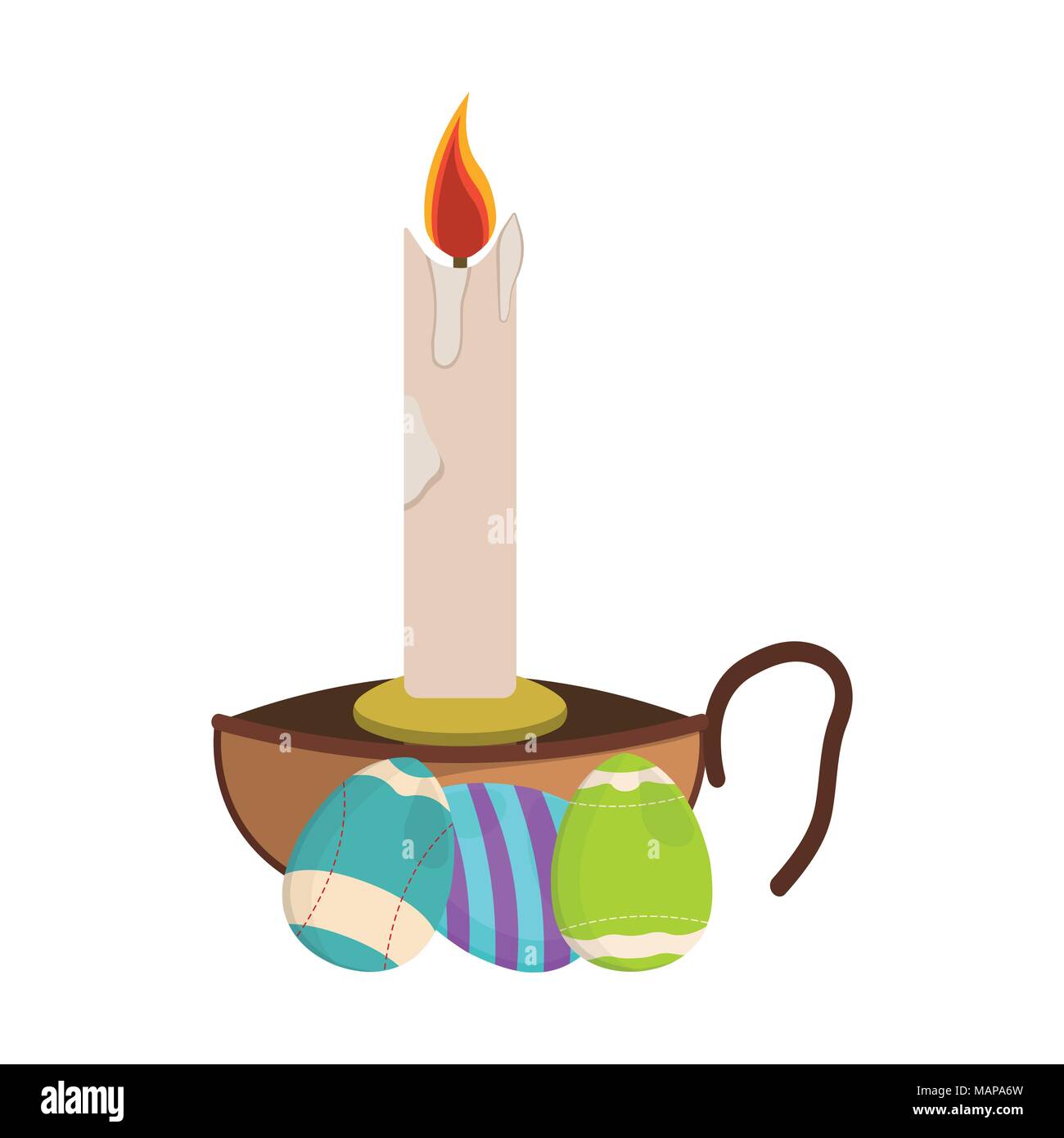 Church candle icon. Easter label on white Background. Cartoon style ...