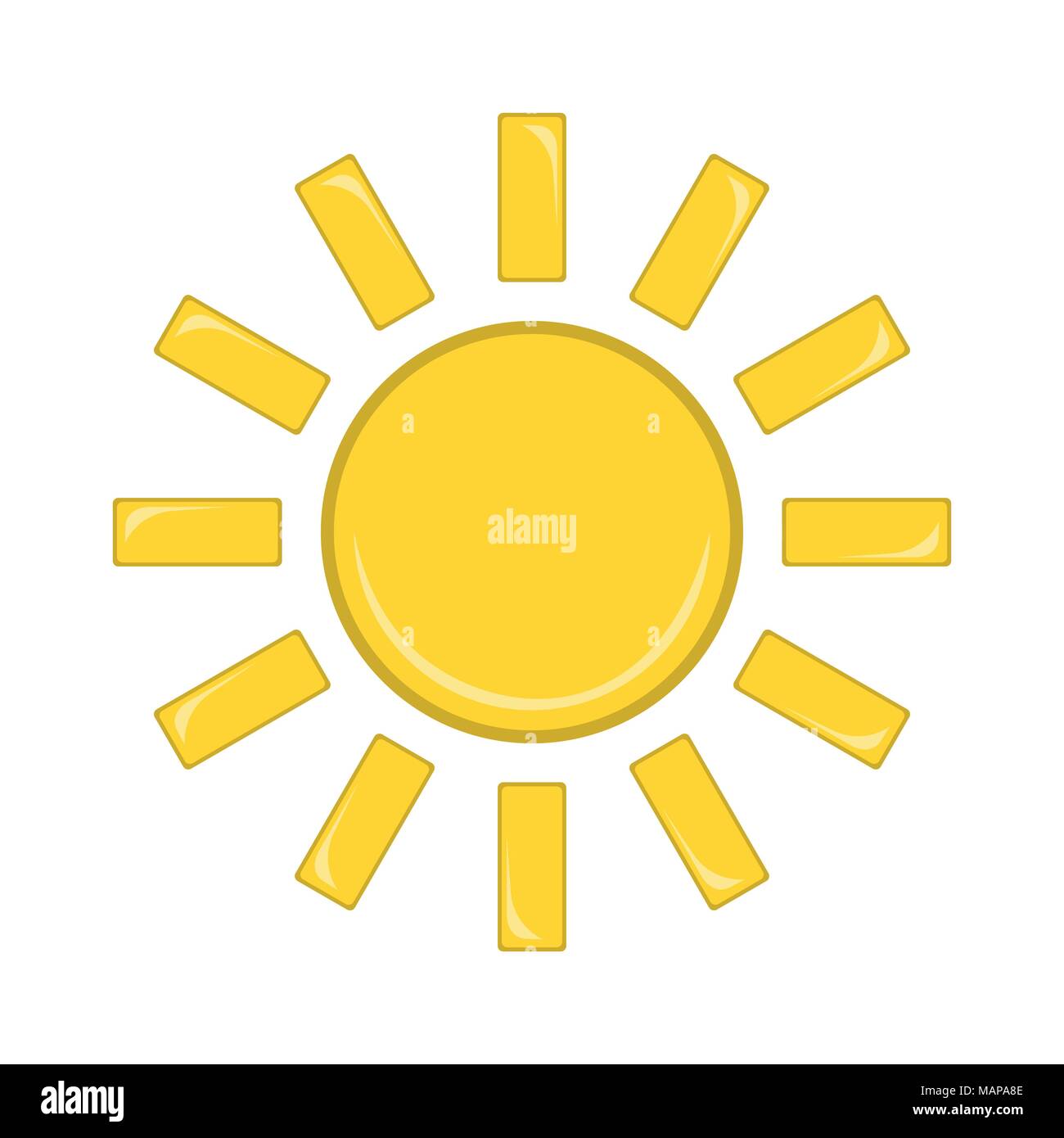 Sun Icon. Weather label for Web on white background. Cartoon Vector ...