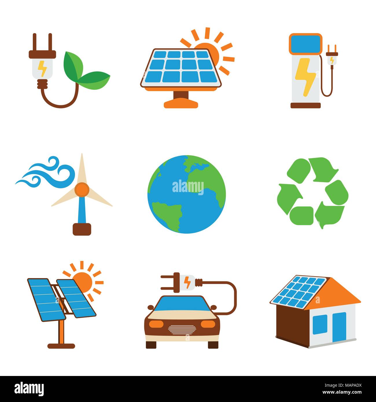 Set of ECO Energy Icon. Energy label for Web on white background. Flat ...