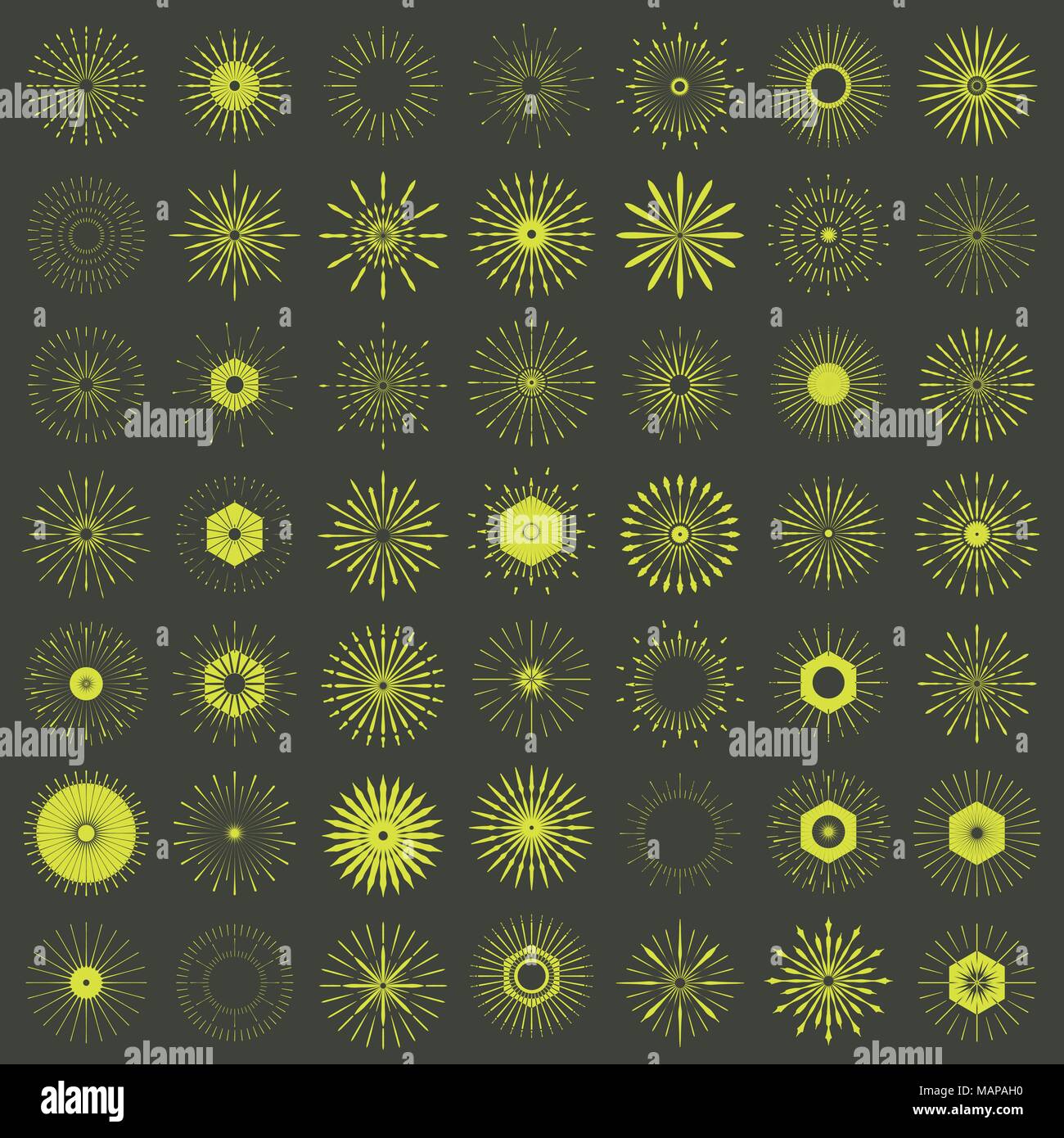 Big set of Retro Sun burst shapes. 49 Vintage logo, labels, badges ...