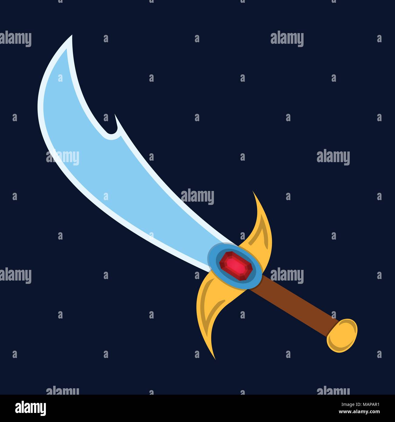 Sword icon. Label of fantasy and medieval weapon. Cartoon style. Vector ...