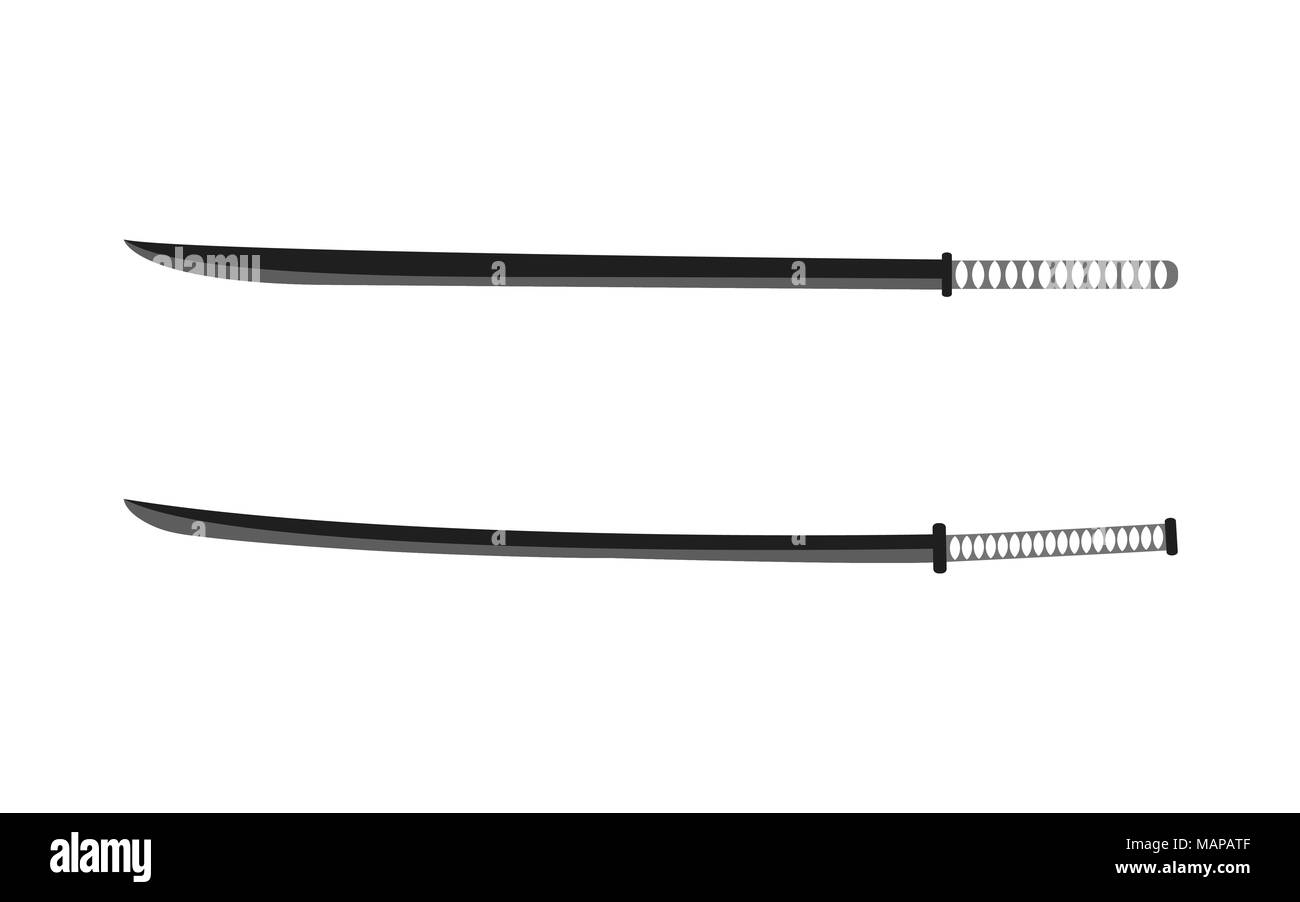 Japanese Katana. Samurai Isolated weapons. Vector illustration Stock ...
