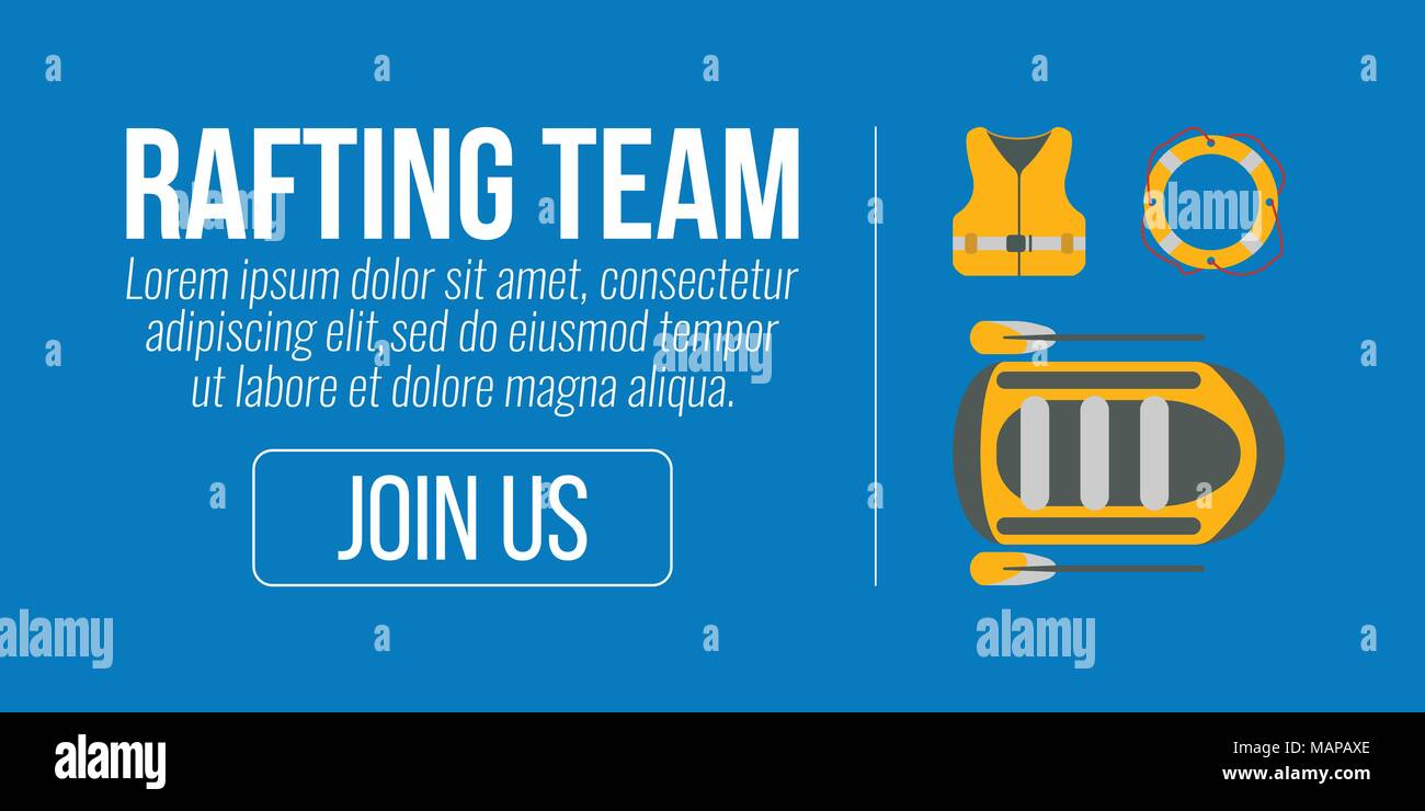 Rafting Banner. Tourism equipment and web elements. Vector illustration ...